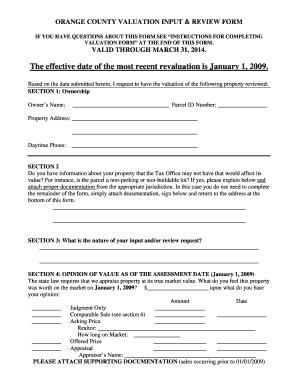 Fillable Online co orange nc 2014 Informal Notice of Appeals Form ...