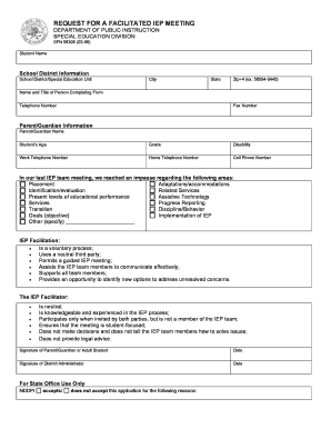 Fillable Online directionservice Request for a Facilitated IEP Meeting Form official ...