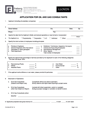 Fillable Online Application for oil and gas consultants - Freberg ...