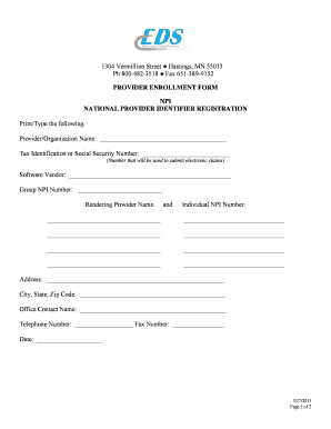 Fillable Online National Provider Identifier (NPI) - Electronic Dental ...