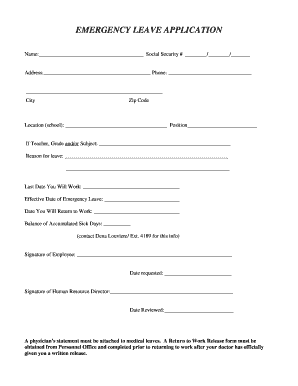 Fillable Online EMERGENCY LEAVE APPLICATION - Iberia Parish Schools Fax ...