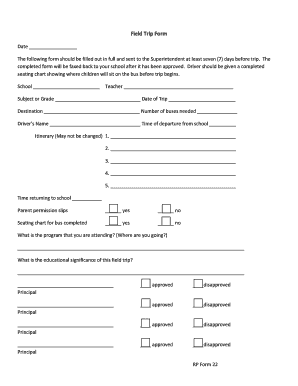 Fillable Online Field Trip Form - Richland Parish School Board Fax ...