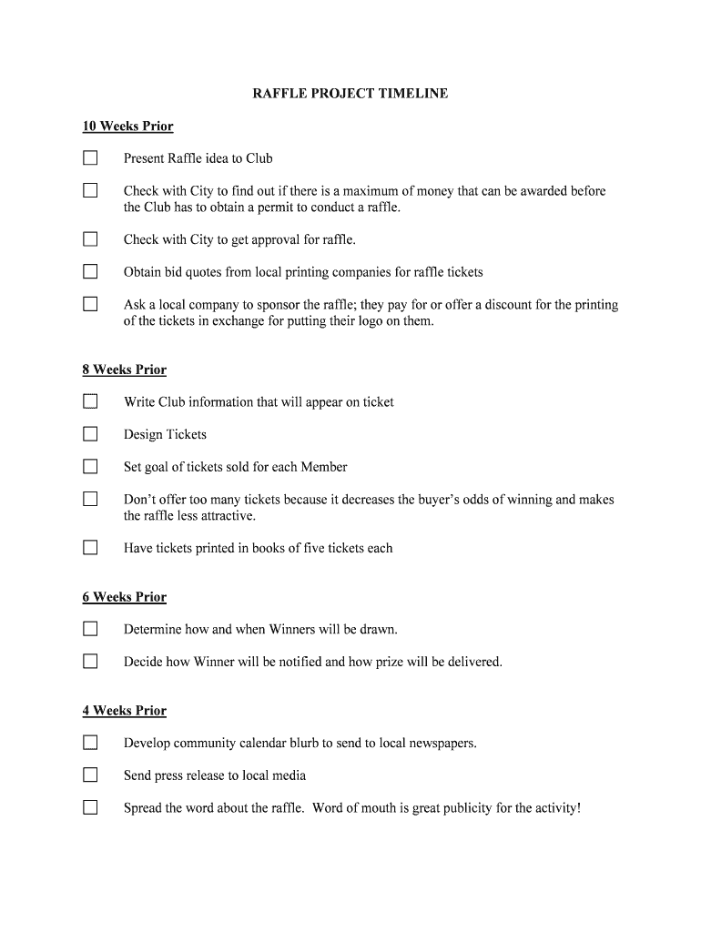 Fillable Online RAFFLE PROJECT TIMELINE Fax Email Print - pdfFiller