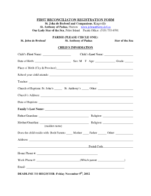 Fillable Online first rec registration form Fax Email Print - pdfFiller
