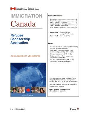 Fillable Online IMM 5493E - Refugee Sponsorship - Joint Assistance ...