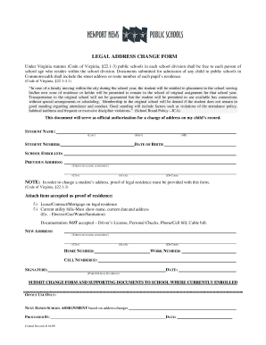 Fillable Online LEGAL ADDRESS CHANGE FORM - palmer.nn.k12.va.us Fax ...