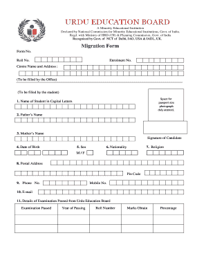 Urdu Education Board Migration Certificate - Fill and Sign Printable Template Online