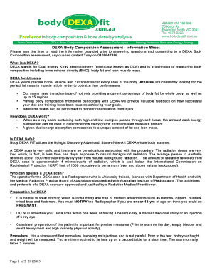 Fillable Online DEXA Body Composition Assessment - Information ...