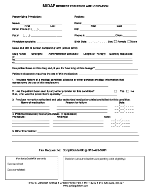 Fillable Online MIDAP General Prior Authorization Form - ScriptGuideRX ...