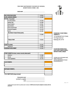 Fillable Online The Free Methodist Church in Canada Remittance Form Fax ...