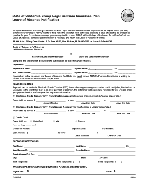 Fillable Online 024406v2 State of California Leave of Absence Form 0509 ...