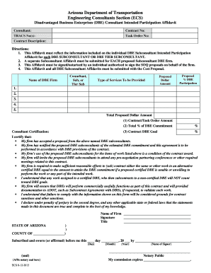 Fillable Online DBE Intended Participation (Consultant) Affidavit (8. ...