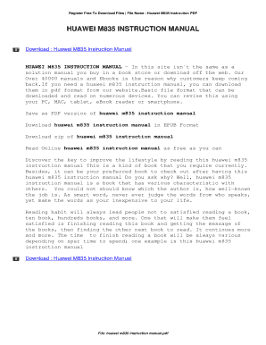 Fillable Online Huawei M835 Instruction Manual. Huawei M835 Instruction ...