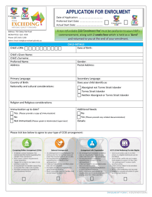 Fillable Online enrolment form. KIDS/KINDY/OSHC Fax Email Print - pdfFiller