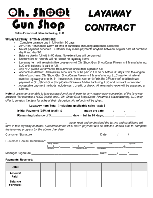 Fillable Online LAYAWAY Fax Email Print - pdfFiller