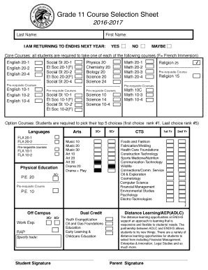 Fillable Online Grade 11 Course Selection Sheet - ndh.lcsd150.ab.ca Fax ...