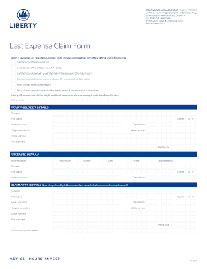 Fillable Online Last Expense Claim Form - Liberty Life Swaziland Fax ...