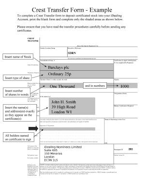 Crest Transfer Form Example - Fill Online, Printable, Fillable, Blank ...