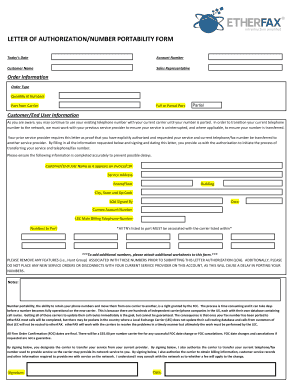 Fillable Online letter of authorization/number portability form ...