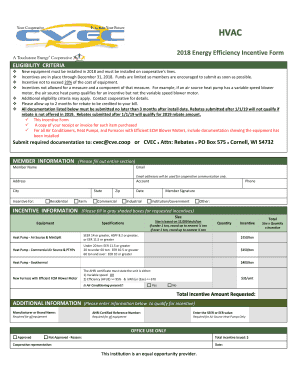 Fillable Online 2018 Incentive Form CVEC -- HVAC Fax Email Print ...