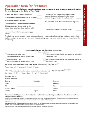 Fillable Online gff co Application form for Producers - The Guild of Fine Food Fax Email Print ...