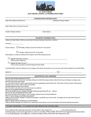 Fillable Online Electronic Tithing Authorization Form 21.doc Fax Email ...