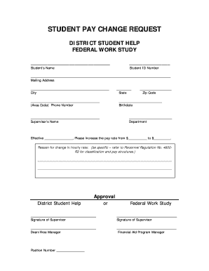Fillable Online Student Pay Change Request Form. Student Pay Change ...