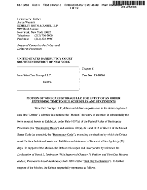 Fillable Online Motion to Extend Time for Filing Schedules.DOCX Fax ...