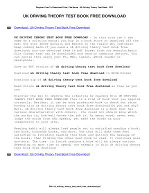 Fillable Online Uk Driving Theory Test Book Free Download. Uk Driving ...