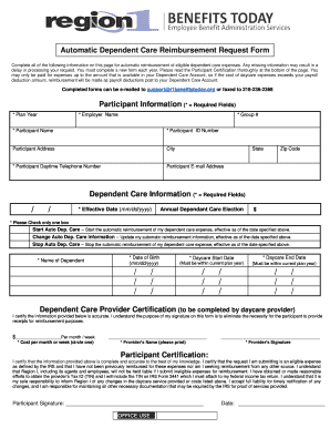Fillable Online Automatic Dependent Care Reimbursement Form Fax Email Print - pdfFiller