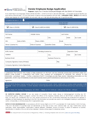 Fillable Online Vendor Employee Badge Application (Fillable) Fax Email ...