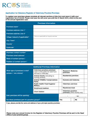 Fillable Online Register of Veterinary Practice Premises Form - RCVS ...