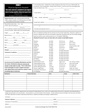 Fillable Online 2017 camp physical FORM 2.docx Fax Email Print - pdfFiller