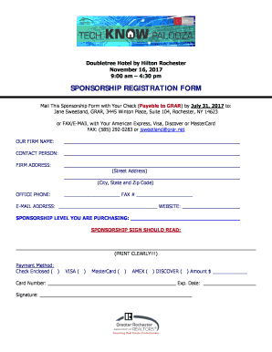 Fillable Online GRAR TECH FAIR SPONSOR REGISTRATION FORM Fax Email ...