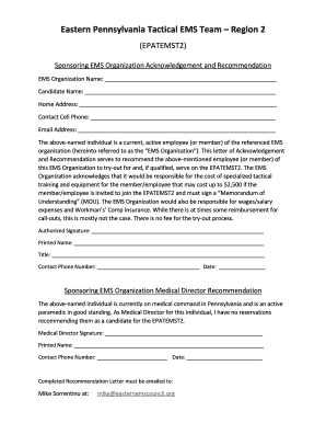 Fillable Online Eastern Pennsylvania Tactical EMS Team Region 2 Fax ...