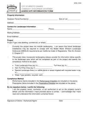 Fillable Online LANDSCAPE INFORMATION FORM Fax Email Print - pdfFiller