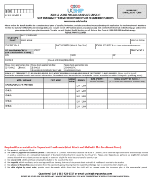 Fillable Online Graduate Dependent Enrollment Form - UCLA Student ...