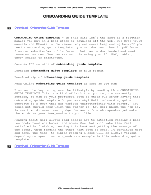 Fillable Online Onboarding Guide Template. Onboarding Guide Template ...