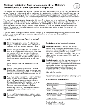 Fillable Online Electoral registration form for a member of Her ...