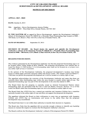 Fillable Online SUBDIVISION & DEVELOPMENT APPEAL BOARD Fax Email Print ...