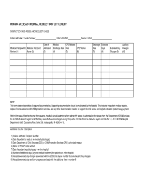Fillable Online INDIANA MEDICAID HOSPITAL REQUEST FOR SETTLEMENT: Fax ...