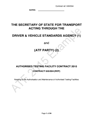 Fillable Online Example authorised testing facility contract. Example ...