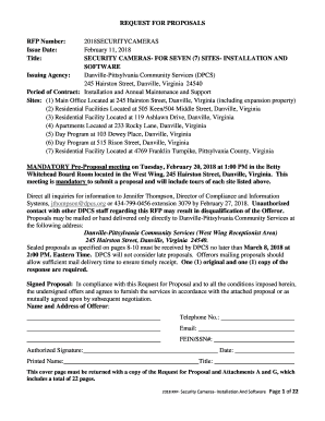 Fillable Online REQUEST FOR PROPOSALS RFP Number: Fax Email Print - pdfFiller