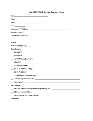 Fillable Online 500 MHz NMR Service Request Form Fax Email Print - pdfFiller