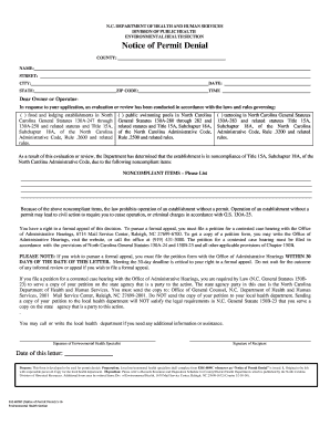 Fillable Online Notice of Permit Denial Fax Email Print - pdfFiller