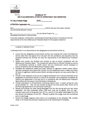 Fillable Online SCHEDULE D ESC PLAN MONITORS LETTER OF APPOINTMENT AND ...