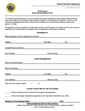 Fillable Online Smiling Eyes Social Service Referral Form Fax Email ...