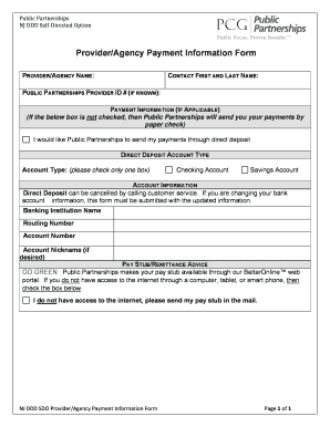 Fillable Online Provider/Agency Payment Information Form Fax Email ...