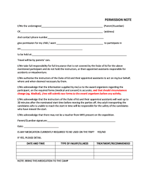 Fillable Online PERMISSION NOTE - merewether-h.schools.nsw.gov.au Fax ...