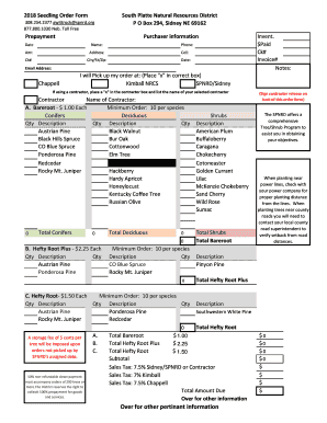 Fillable Online 2018 Seedling Order Form Fax Email Print - pdfFiller